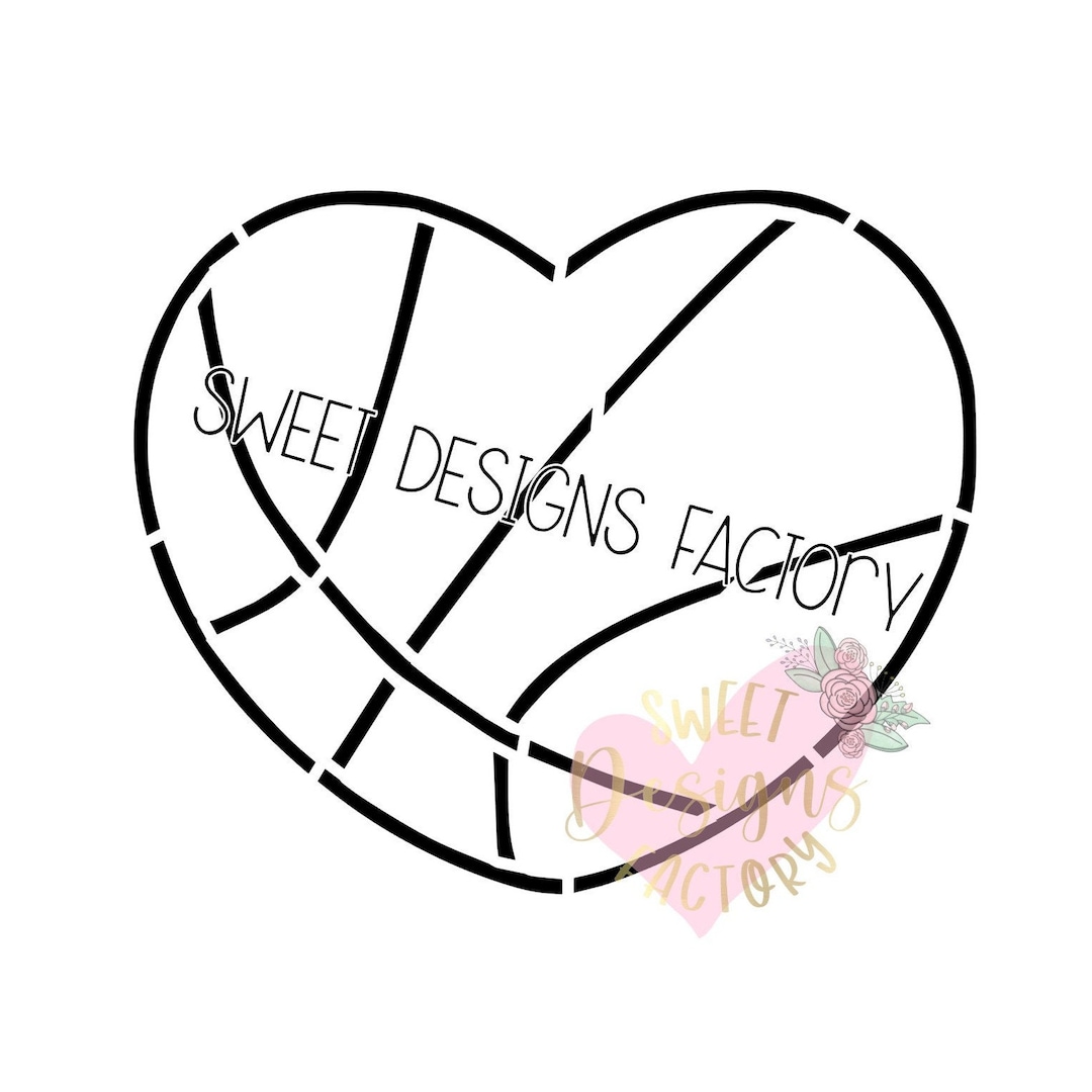 Basketball Heart Shaped Ball PYO Cookie Stencil. Matching Cookie Cutter ...