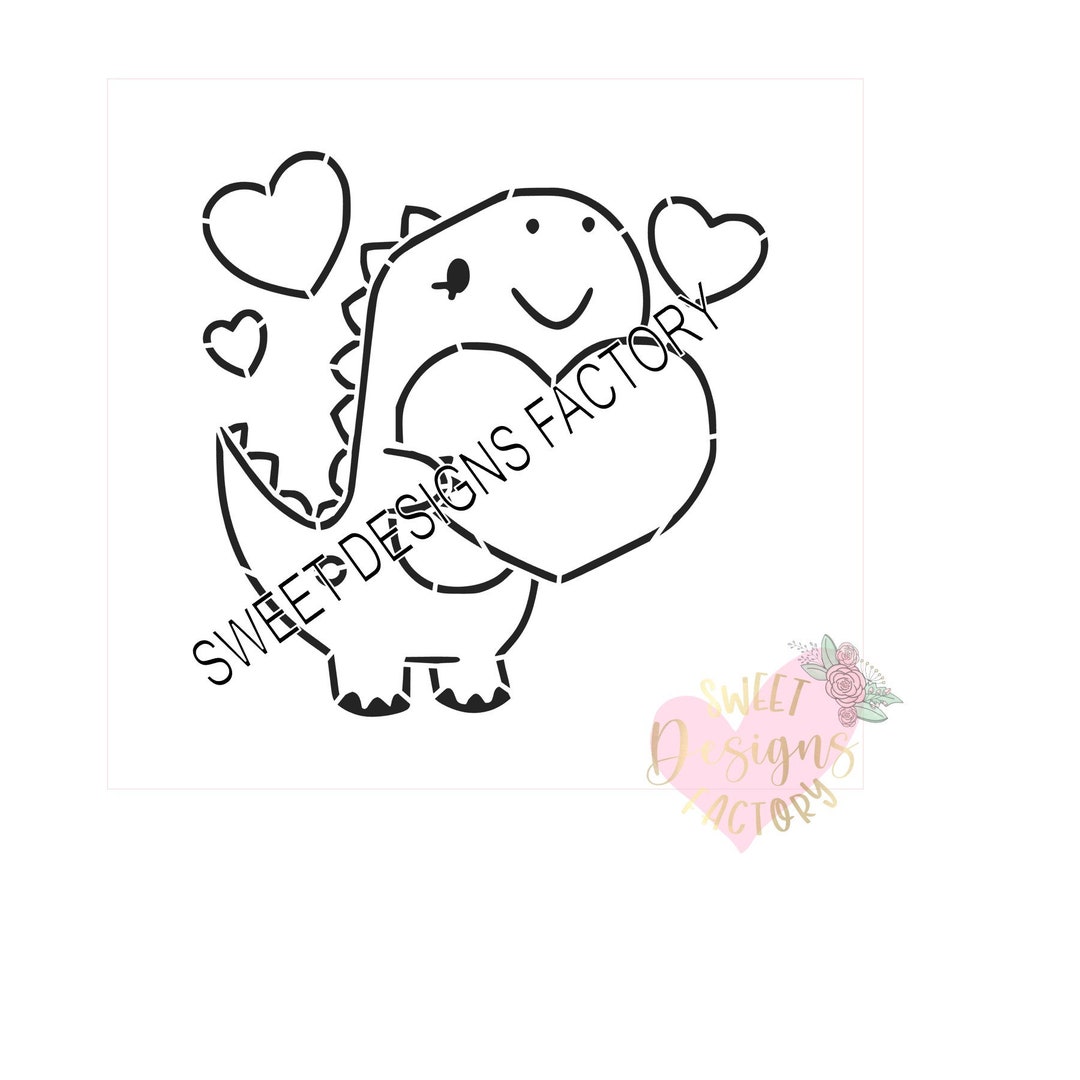Valentine's Day Dinosaur PYO Cookie Stencil. Matching Cookie Cutter Available TB040 - Etsy