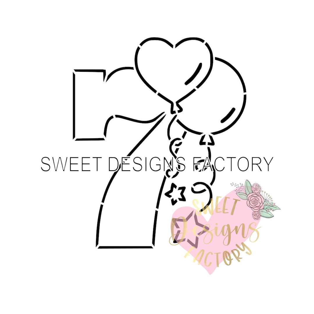 Number Seven Birthday PYO Cookie Stencil. Matching Cookie Cutter ...