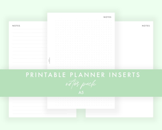 A5 Lines Notes Printable Planner Insert A5 Dot Grid Notes | Etsy