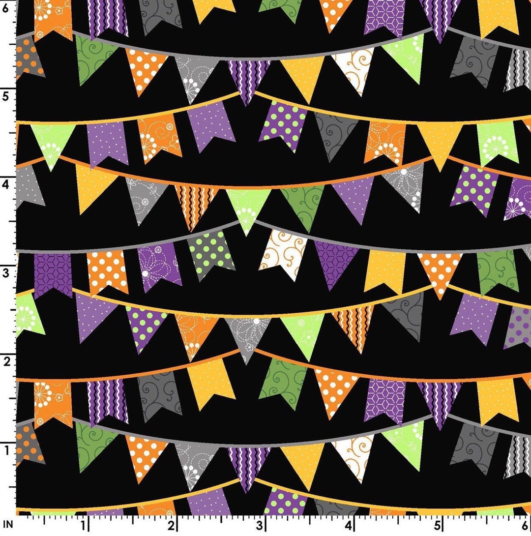 Hometown Halloween by Kimberbell - Black Flags/ Fabric by the Yard - Etsy