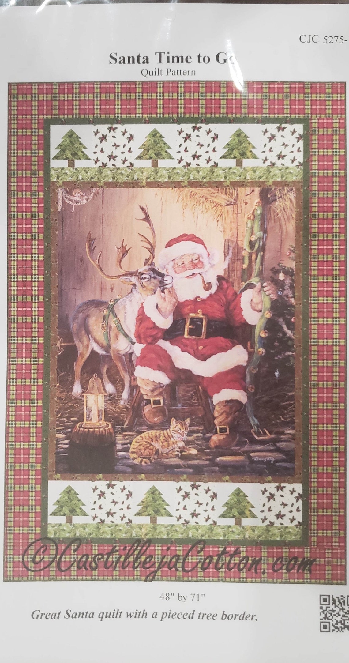 Castilleja Cotton Santa Time to Go Quilt Pattern | Etsy