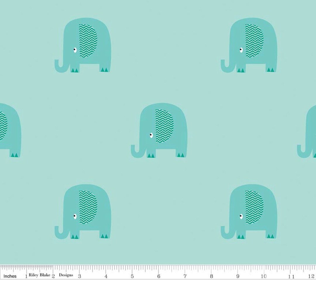Aqua Elephants /flannel /fabric by the Yard - Etsy