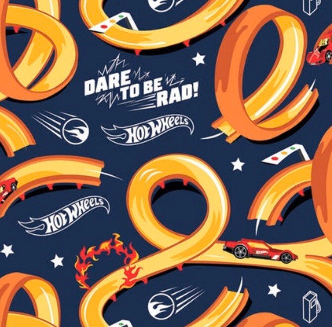 Hot Wheels Tracks Navy fabric by the yard Hot Wheels Fabric | Etsy