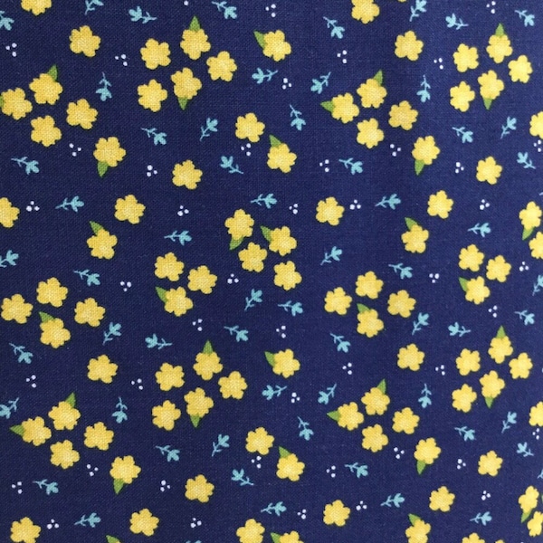 Navy Yellow Fabric - Etsy