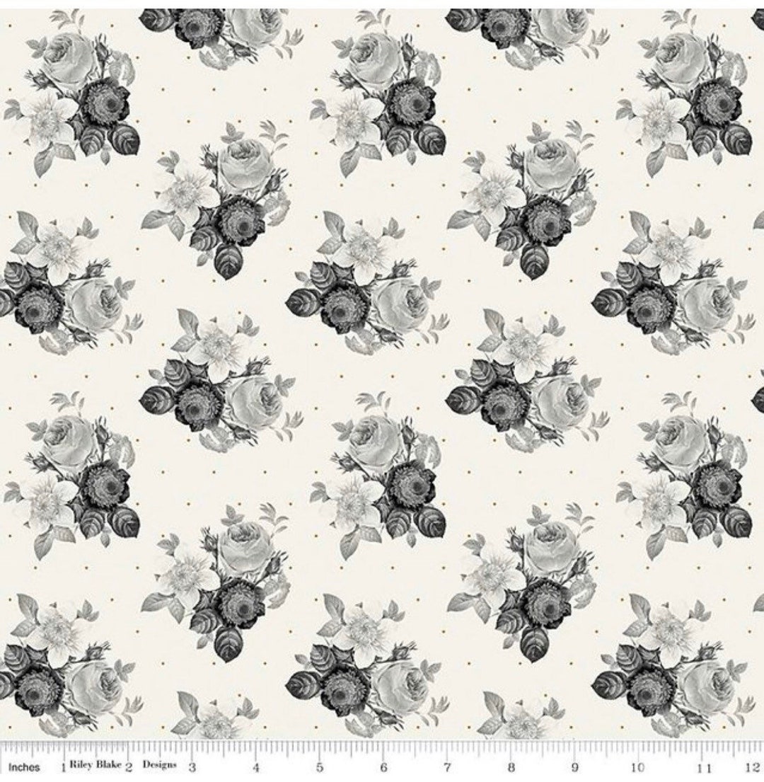 In Bloom Botanical Cream Sparkle- Fabric by the Yard! - Etsy