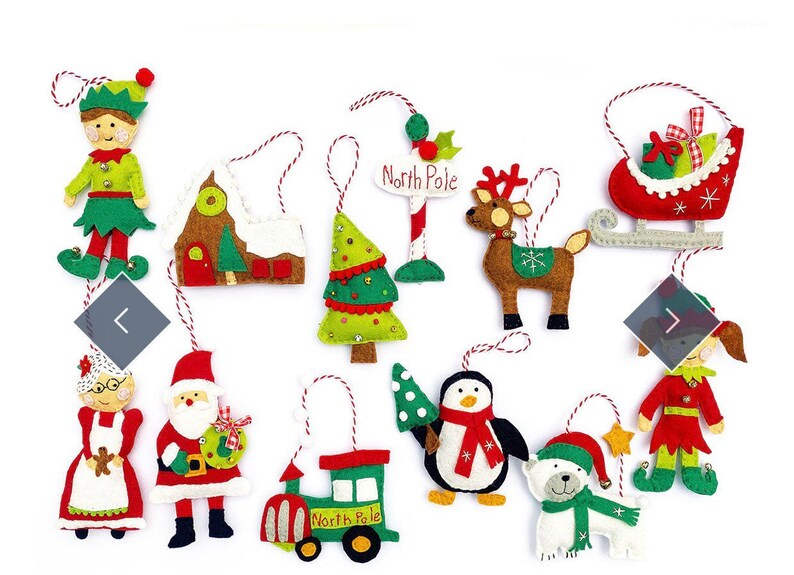 12 Felt Holiday Ornaments Sewing Pattern Kit, Make One a Month ...