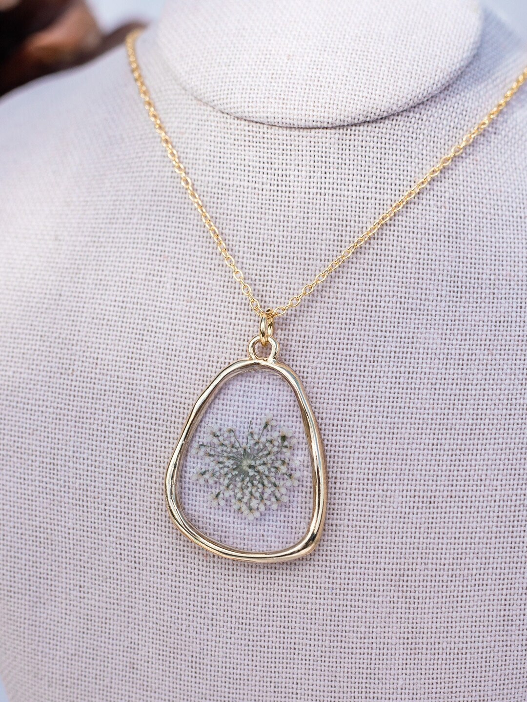 Gold Terrarium Jewerly Rustic Botanical Pendants Flowers Handpicked ...