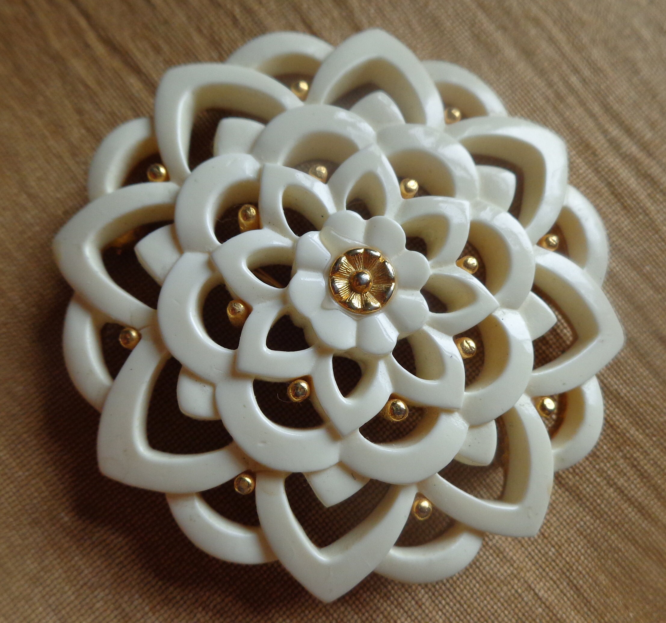 MONET Chrysanthemum Flower Brooch Made in French Ivory and - Etsy