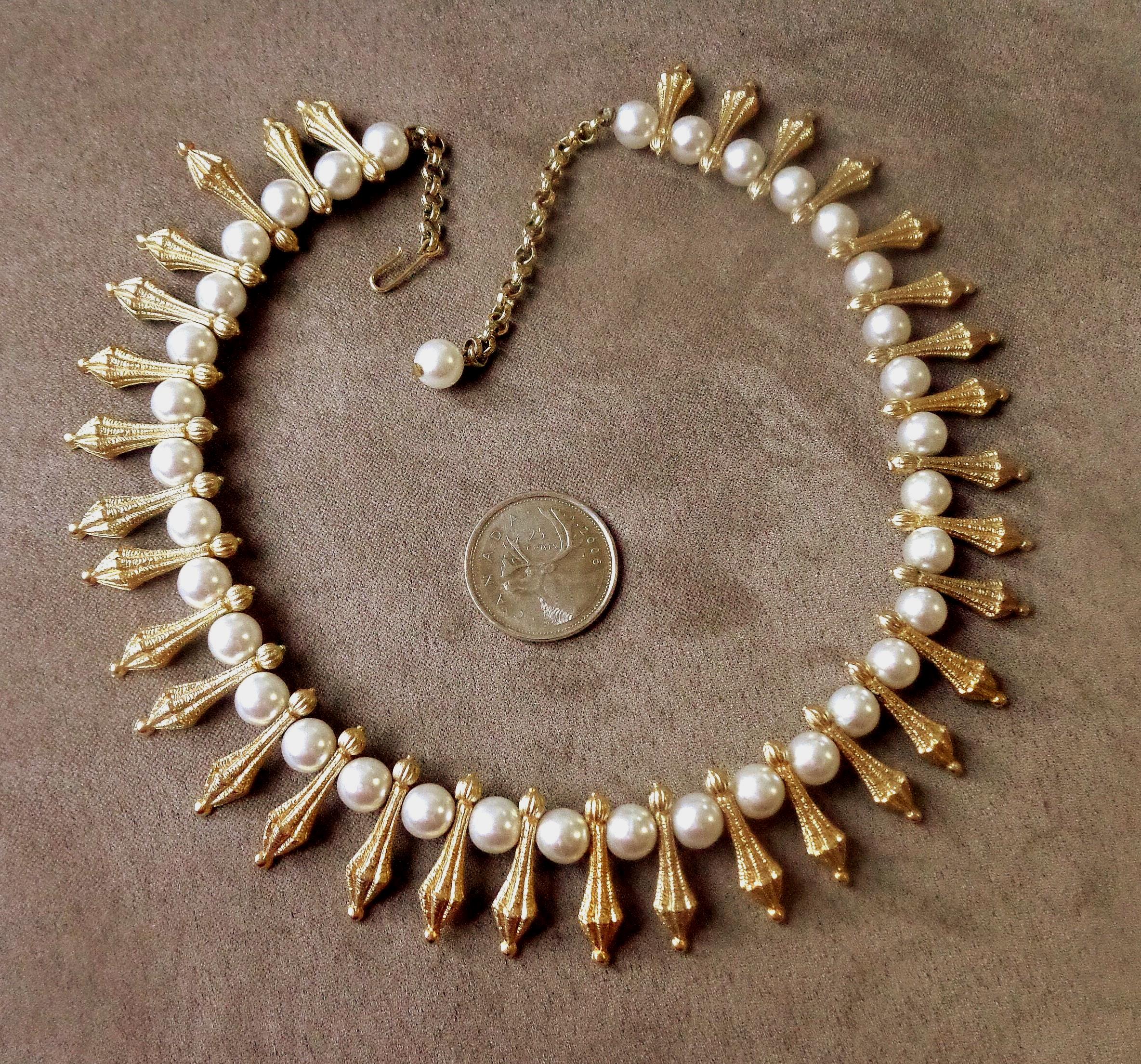 Gold Tone Choker With Faux Pearls - Etsy