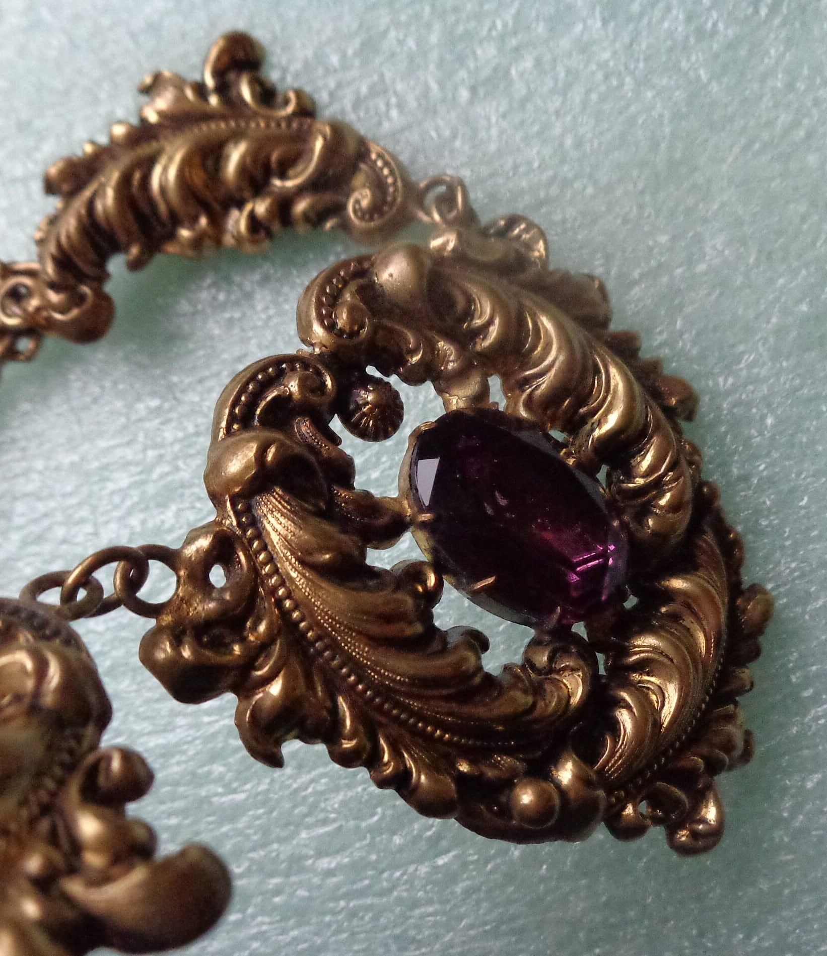 Rococo Revival Pendant Necklace With Amethyst Glass - Etsy