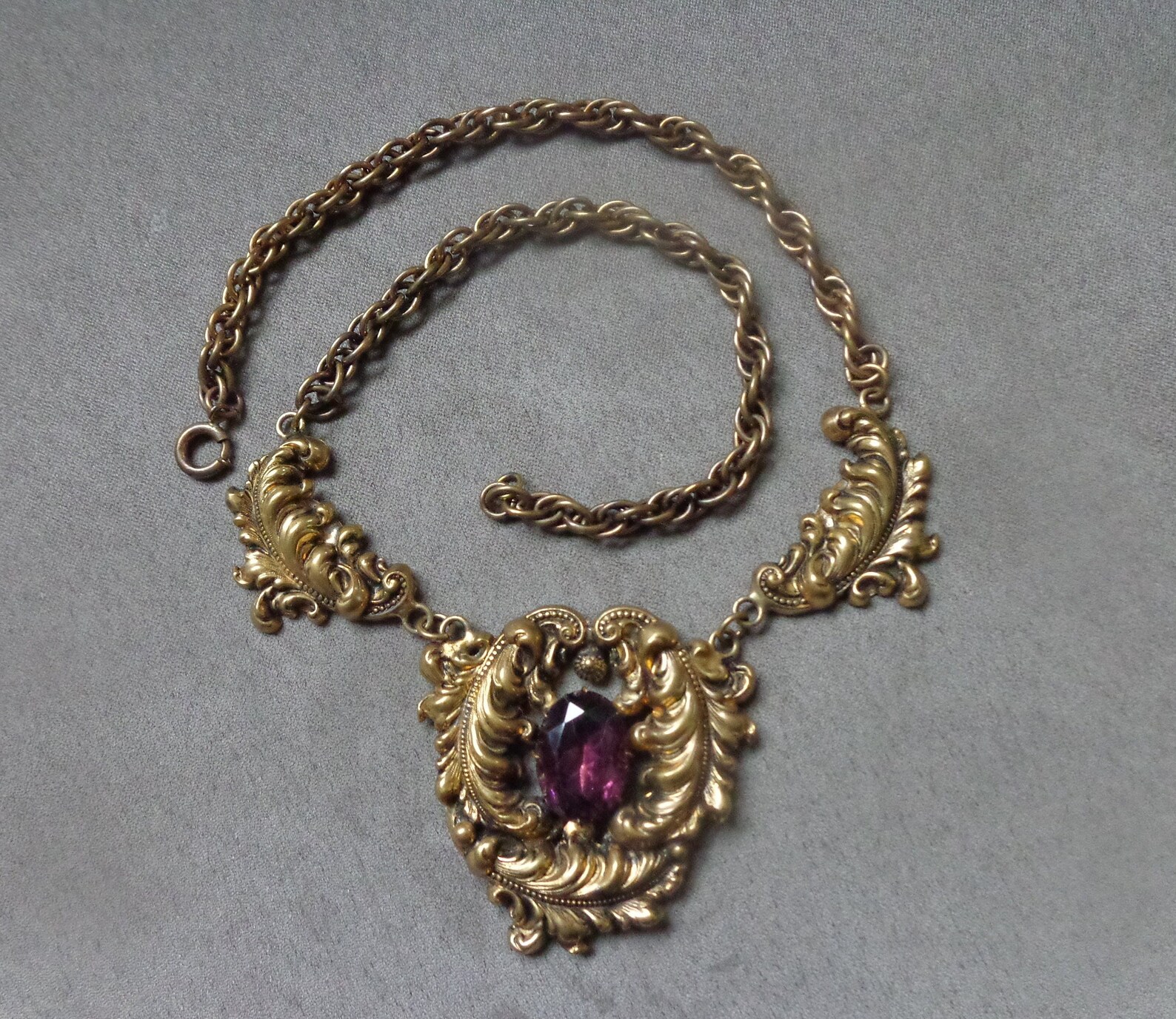 Rococo Revival Pendant Necklace With Amethyst Glass - Etsy