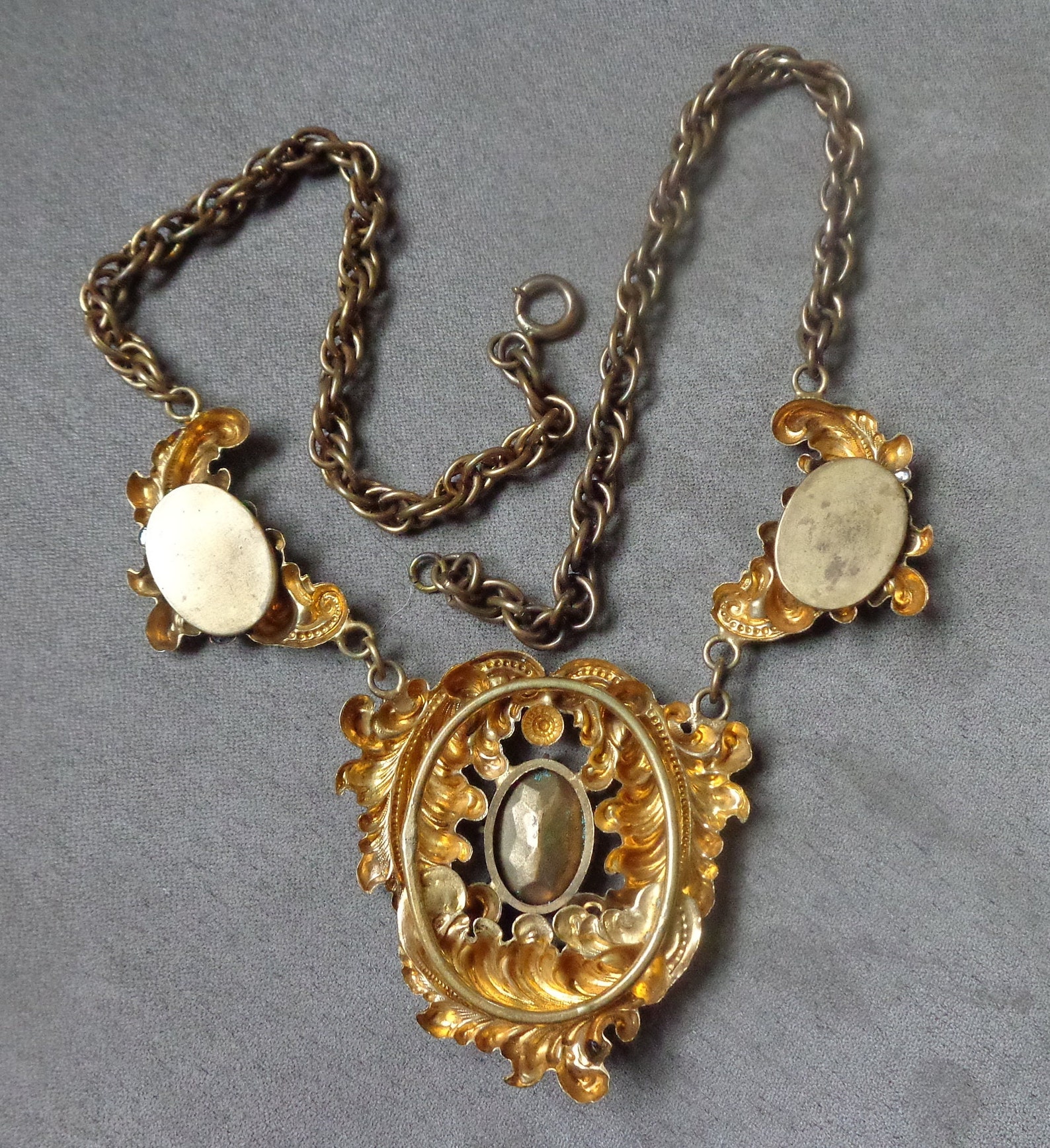 Rococo Revival Pendant Necklace With Amethyst Glass - Etsy