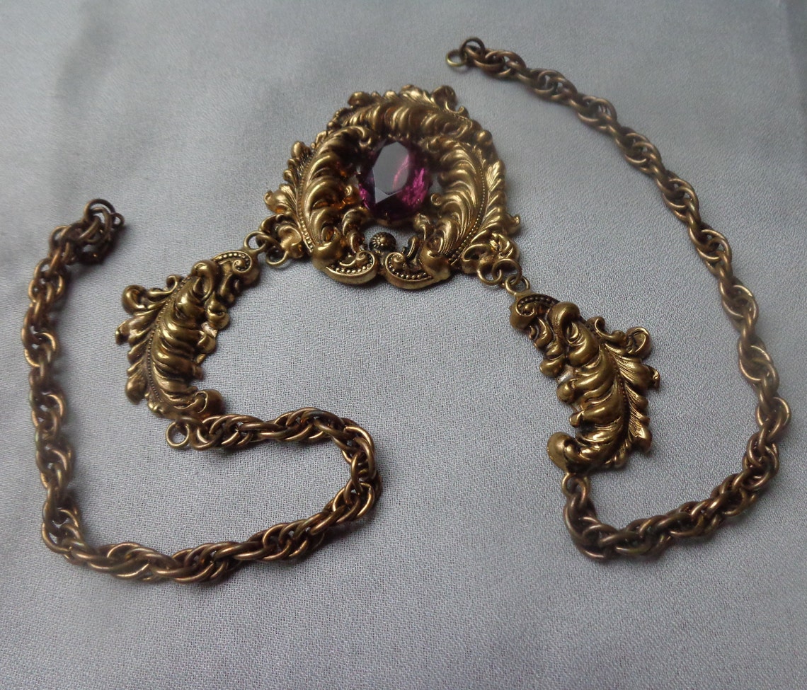 Rococo Revival Pendant Necklace With Amethyst Glass - Etsy