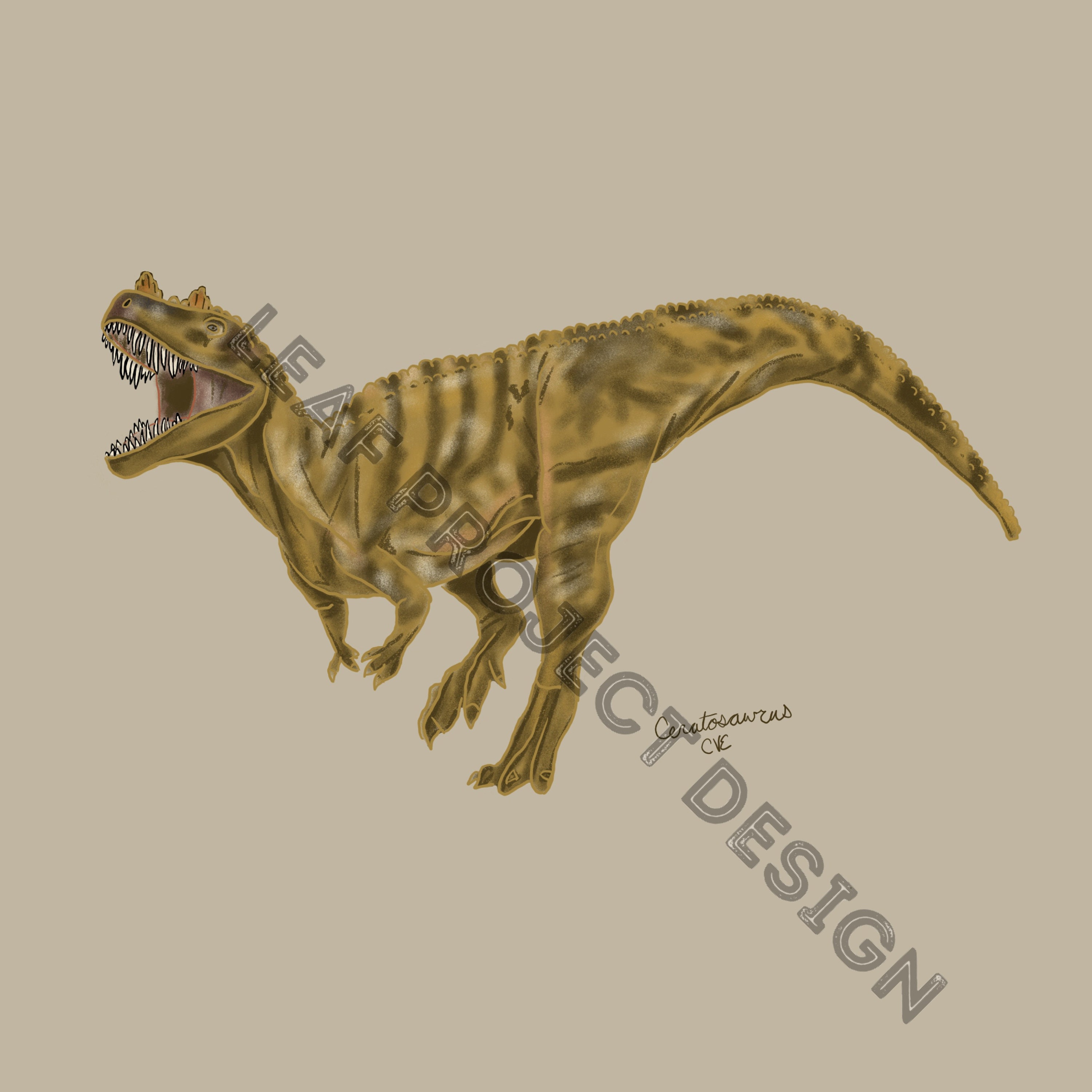 Ceratosaurus Ceratosaurus Nasicornis Dinosaur Hand-Drawn | Etsy