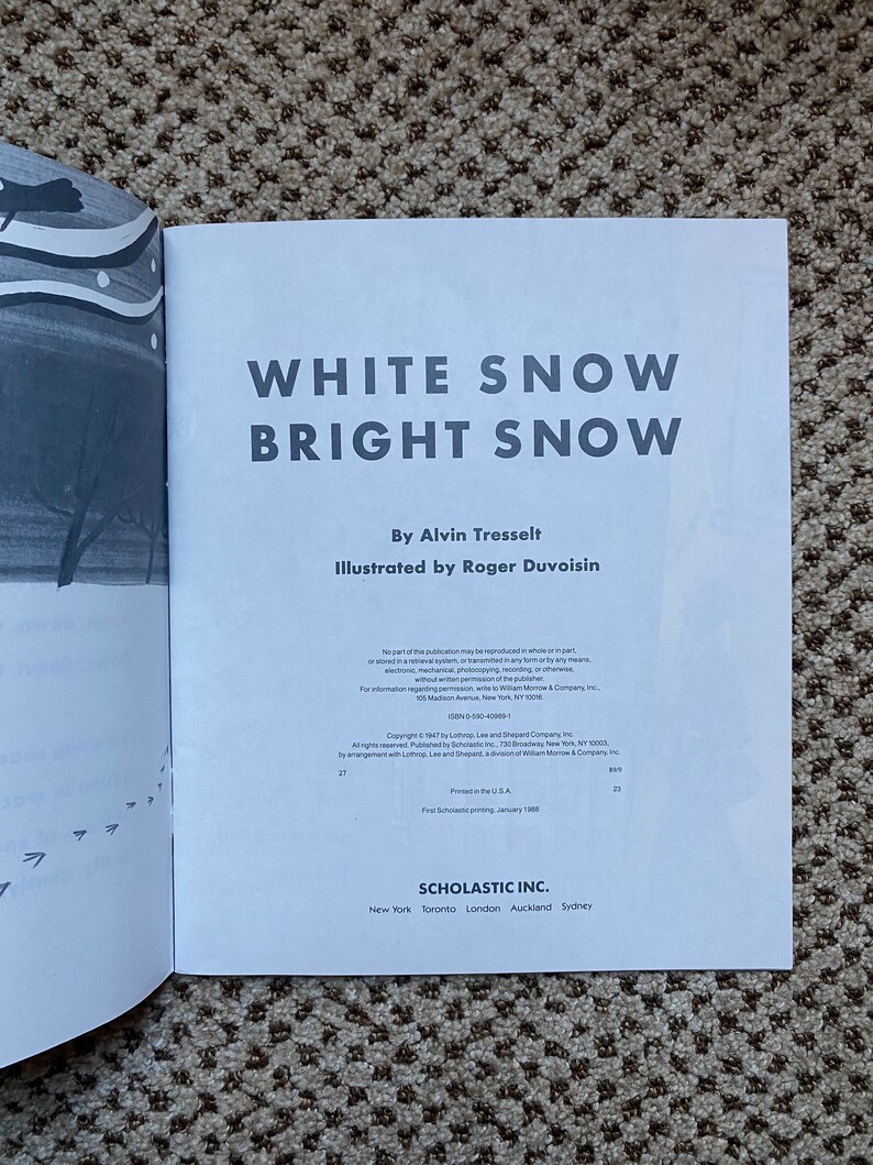 White Snow Bright Snow - Alvin Tresselt - Etsy