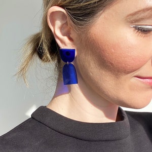 Transparent Electric Blue the Cinch Modern Acrylic Earrings, Statement ...