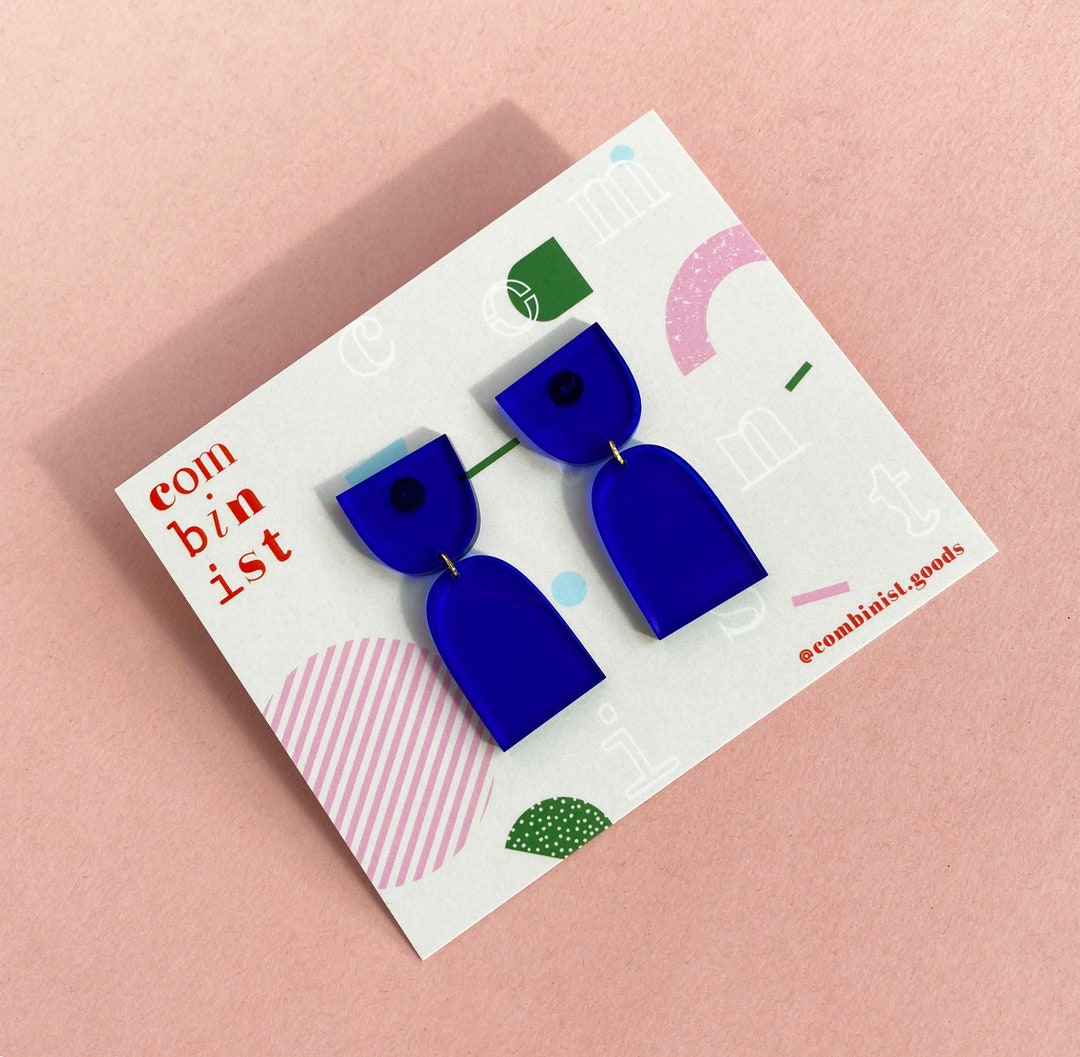 Transparent Electric Blue the Cinch Modern Acrylic Earrings, Statement ...