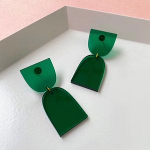 Transparent Emerald the Cinch Modern Acrylic Earrings, Statement ...