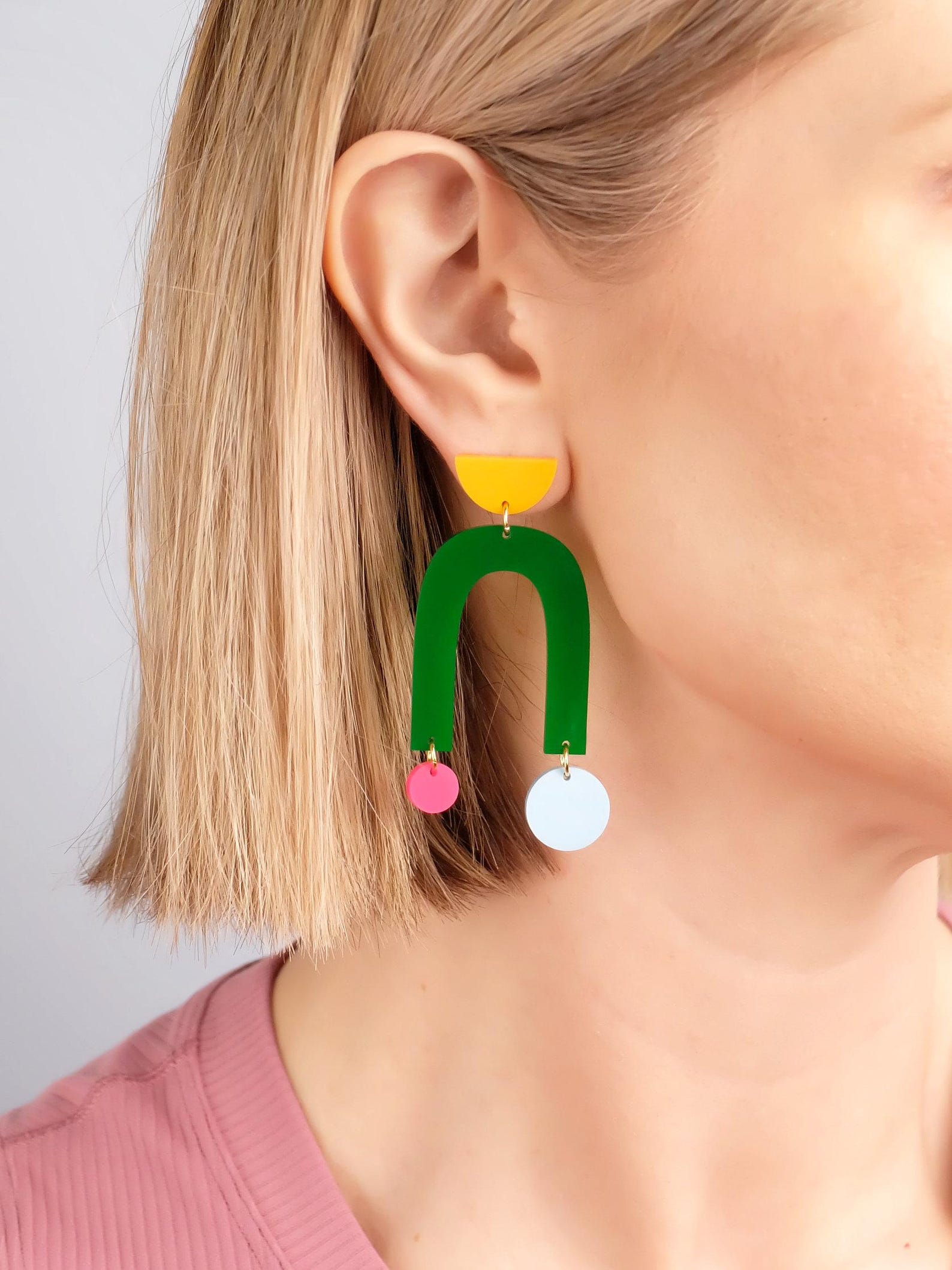 The Collage | Green Arch | Mismatch Multicolor Lightweight Dangle ...