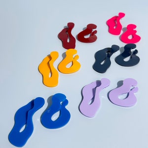 Navy Blue Asymmetric Wave Stud Acrylic Earrings - Etsy