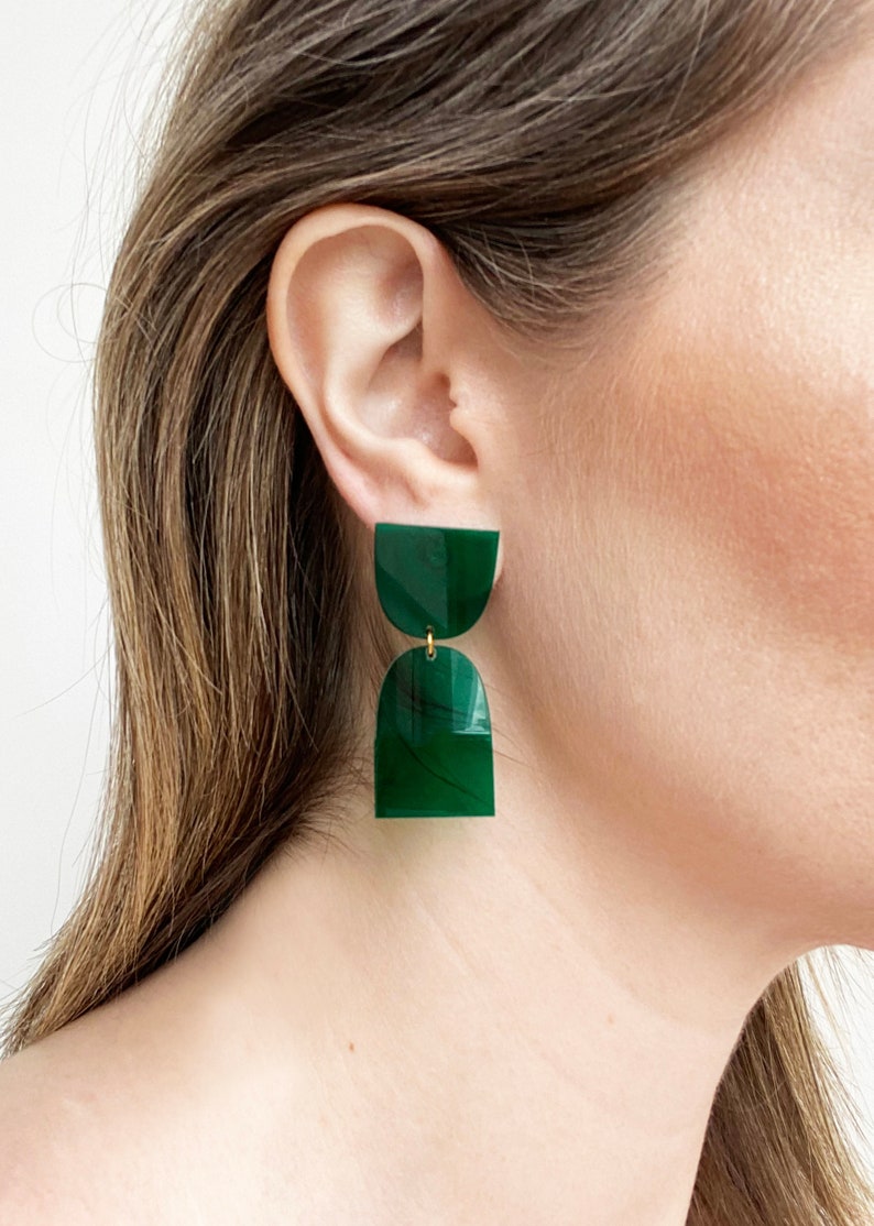 Transparent Emerald the Cinch Modern Acrylic Earrings - Etsy Canada