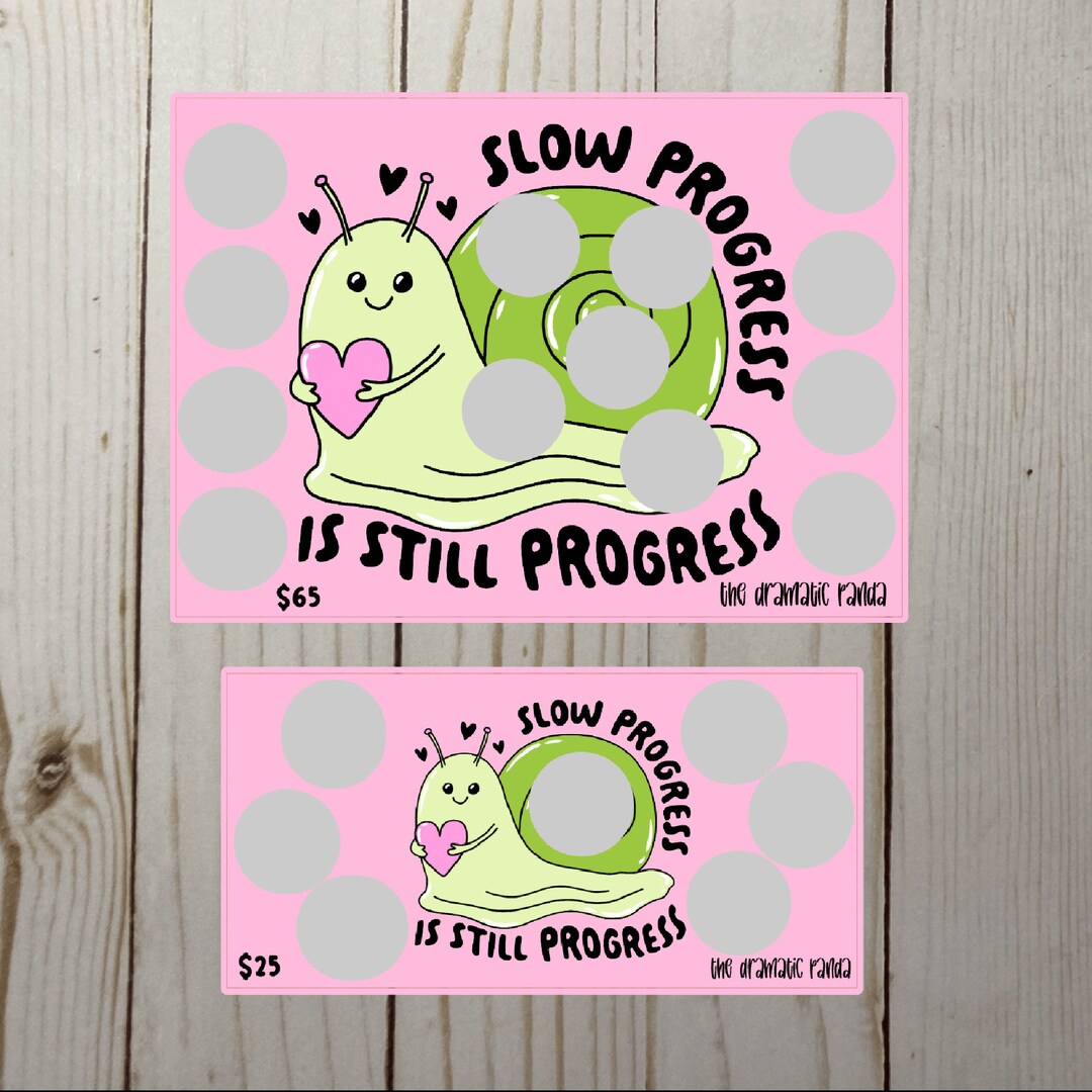 002 Slow Progress is Still Progress Savings Challenge Scratch Off - Etsy