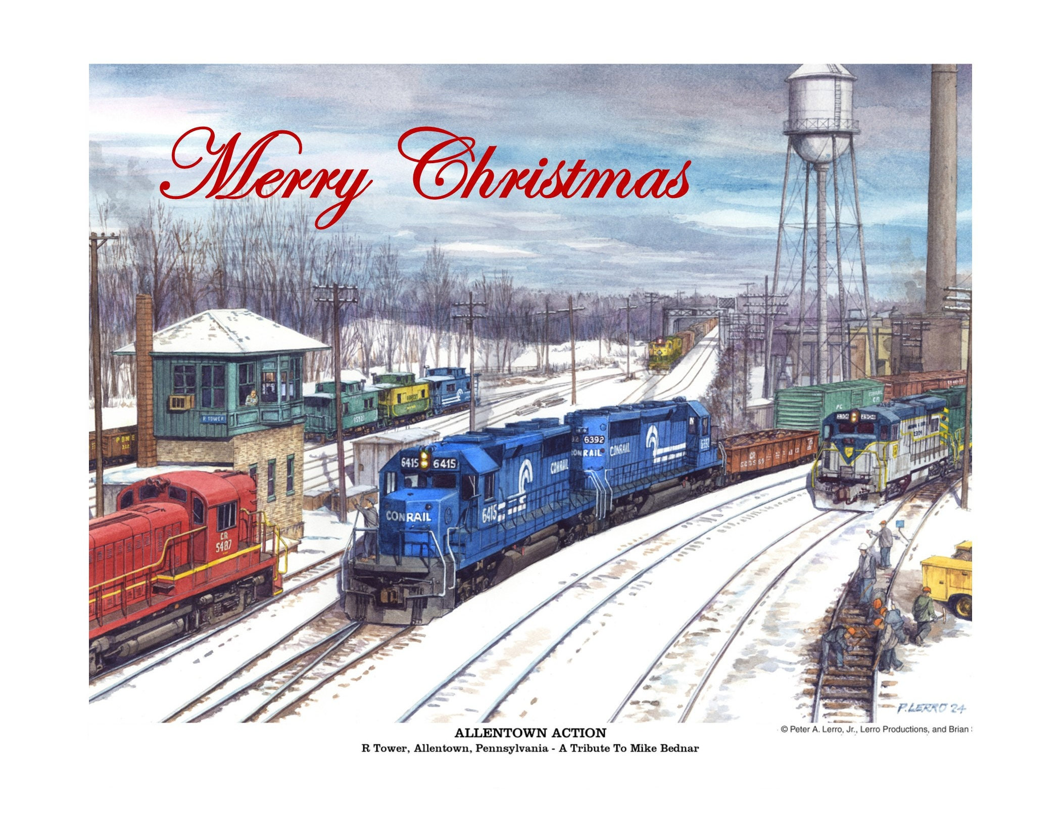 10 Pack Christmas Cards Railroad Trains Conrail Diesel "allentown ...