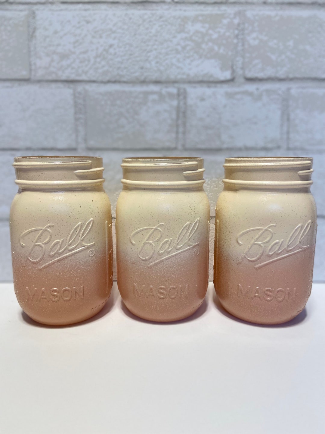Ombre Pink & Cream Painted Mason Jar Centerpiece: Rustic Party Decor - Etsy