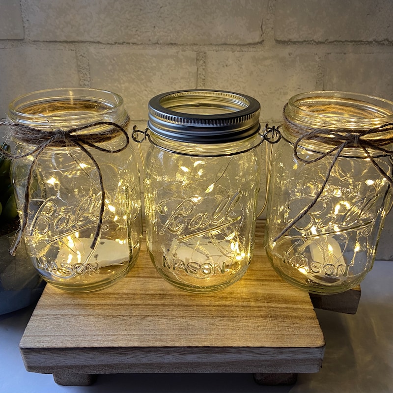 Lighted Mason Jars - Etsy