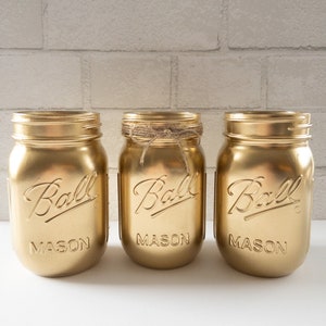 Gold Painted Mason Jar, Wedding Centerpiece, Party Decor - Etsy