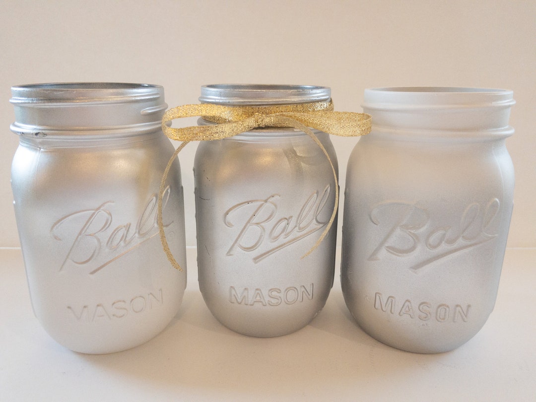 Hand-Painted Silver and White Ombre Mason Jars, Perfect Wedding ...