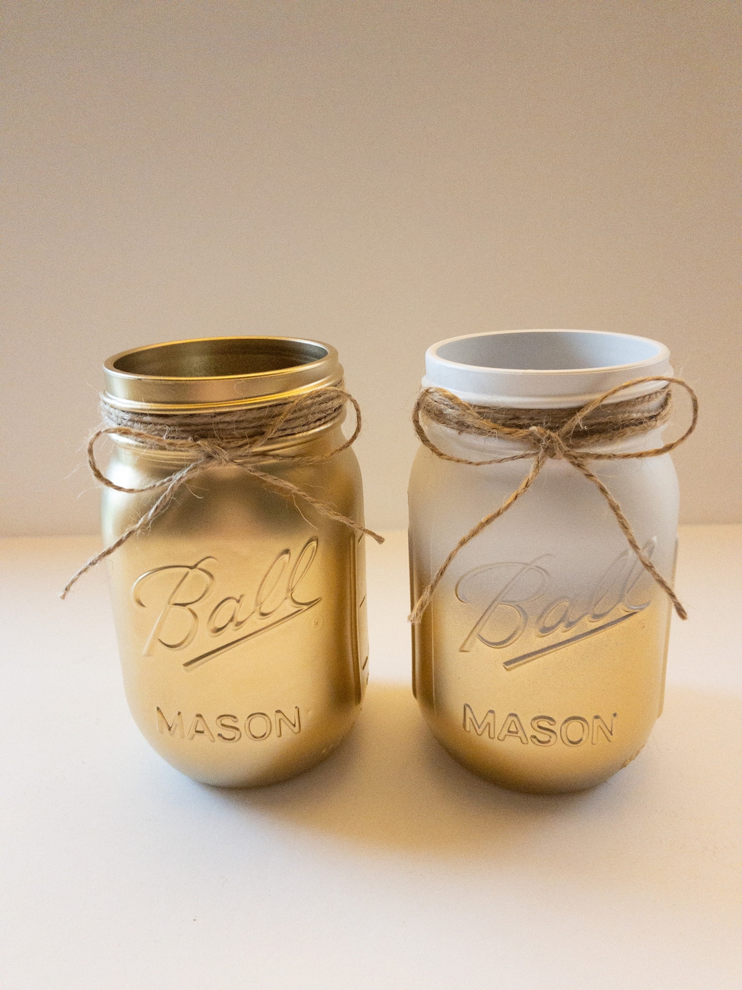 Gold or Gold and White Ombre Painted Mason Jar, Gold Centerpiece ...