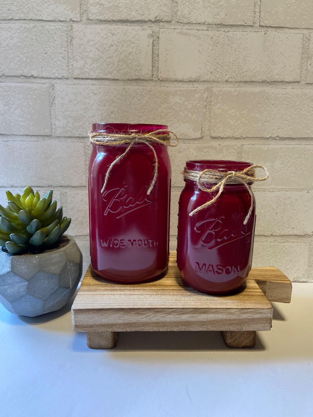 Maroon Painted Mason Jar Centerpiece, Baby Shower, Gender Reveal ...