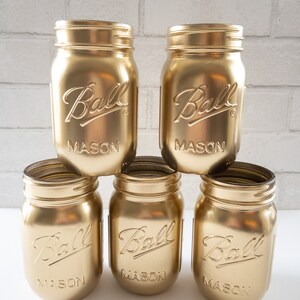 Gold Painted Mason Jar, Wedding Centerpiece, Party Decor - Etsy