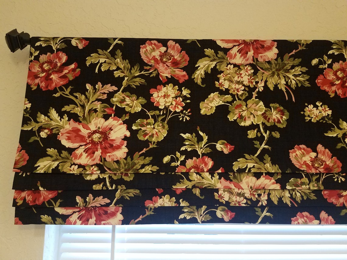 Floral Cotton Faux Roman Valance: Stationary Window Treatment - Etsy