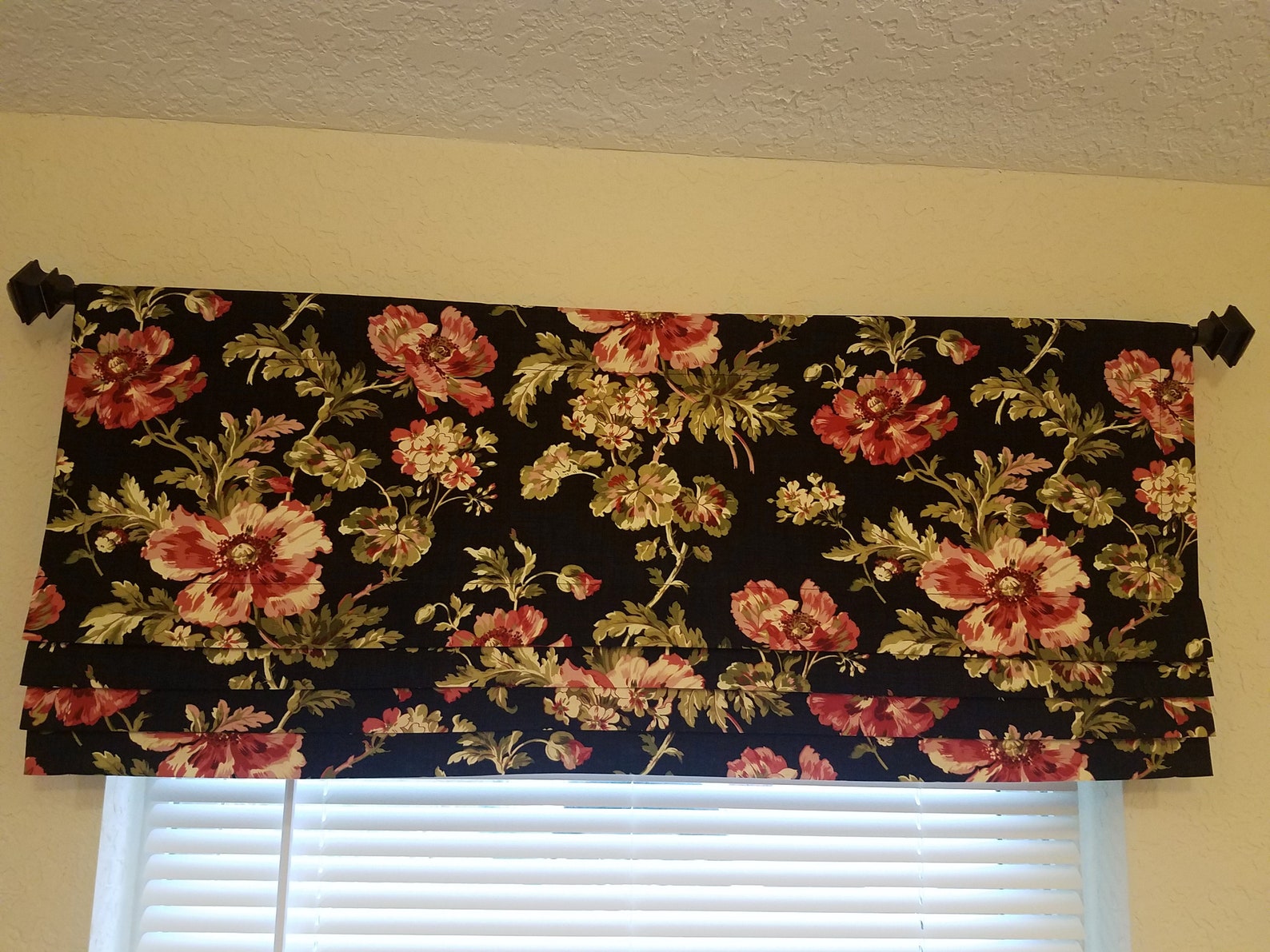 Floral Cotton Faux Roman Valance: Stationary Window Treatment - Etsy