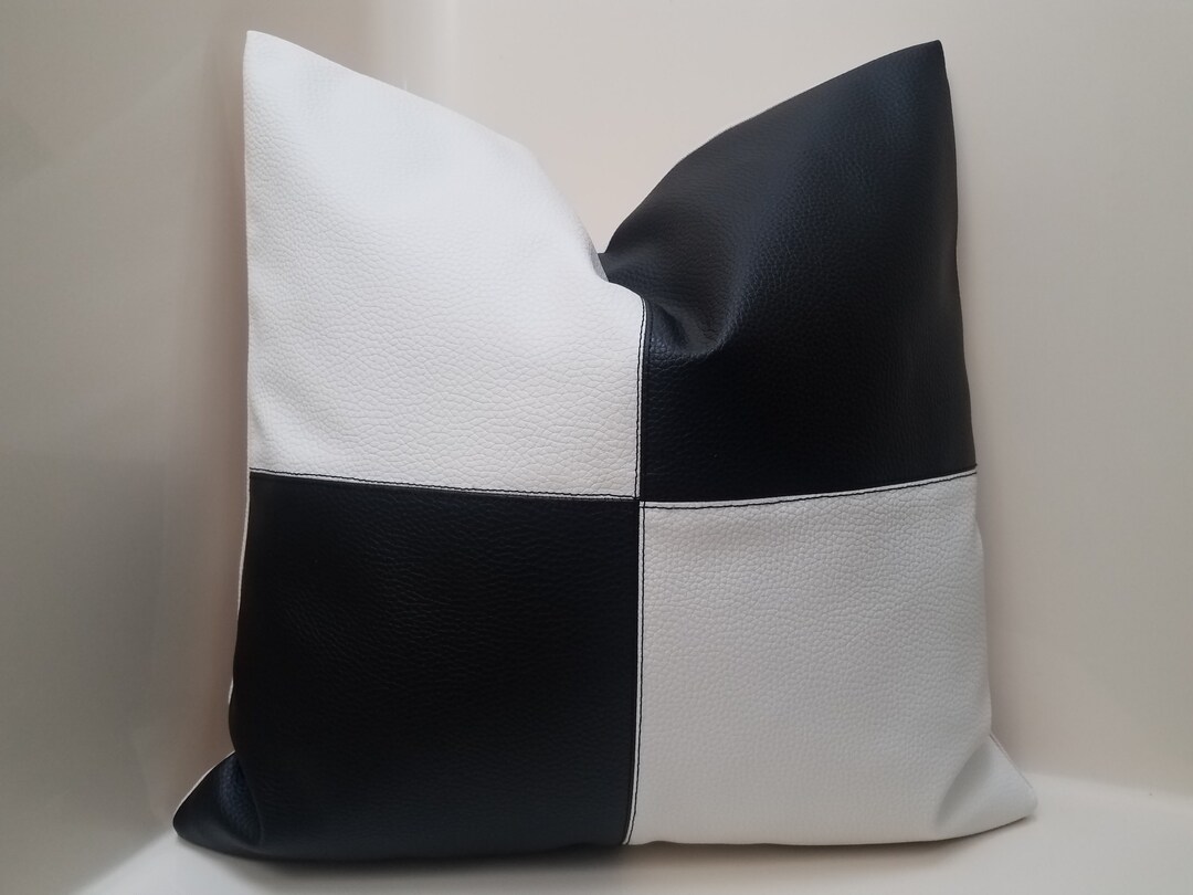 Patchwork Faux Leather Pillow Cover, Unique Pillowcases, Designer ...