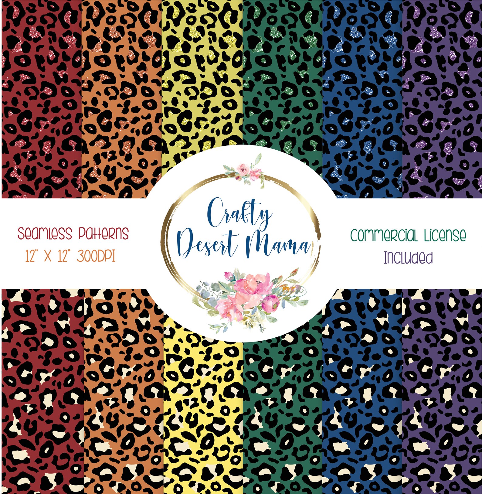 Seamless Rainbow Leopard Glitter Digital Paper Design - Etsy