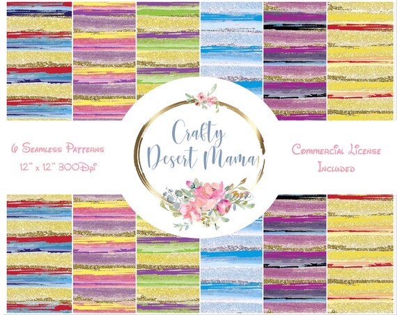 Seamless Watercolor Princess Stripe Digital Paper Design | Etsy