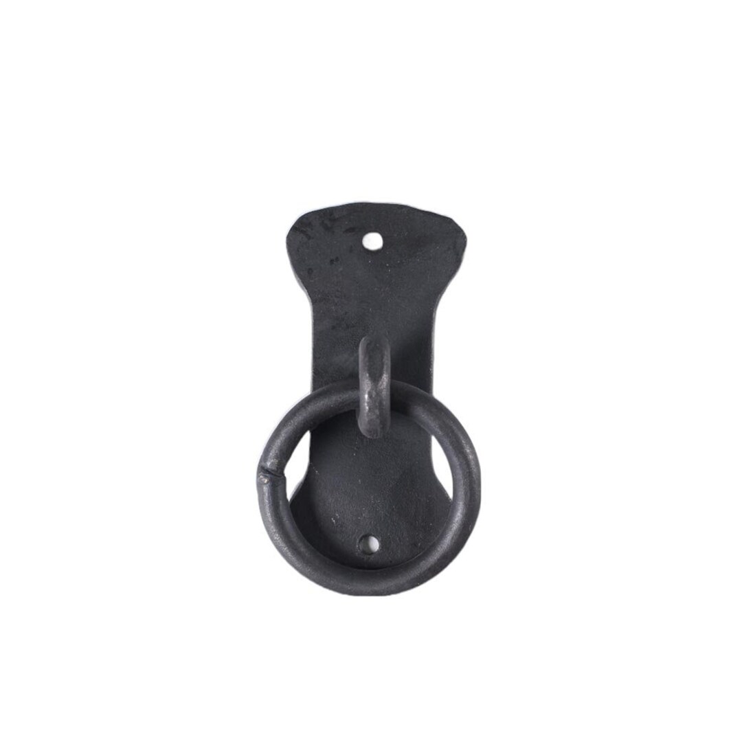 Vertical Wrought Iron Ring Pull With Backplate, Forged Iron Ring ...