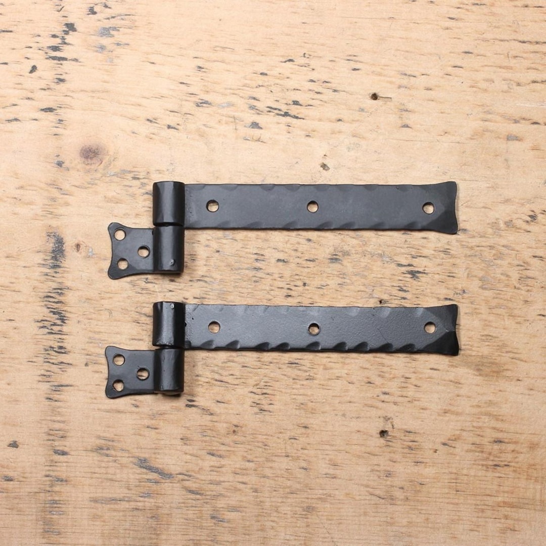 Black Left Side Strap Hinges, Wrought Iron Left Strap Hinge in Black ...