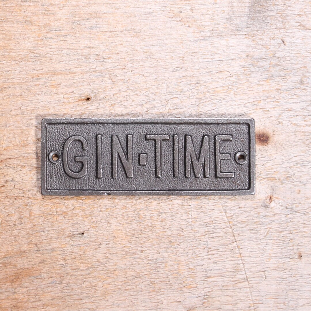 Cast Iron Gin Time Sign, Vintage Iron Sign Plate - Etsy