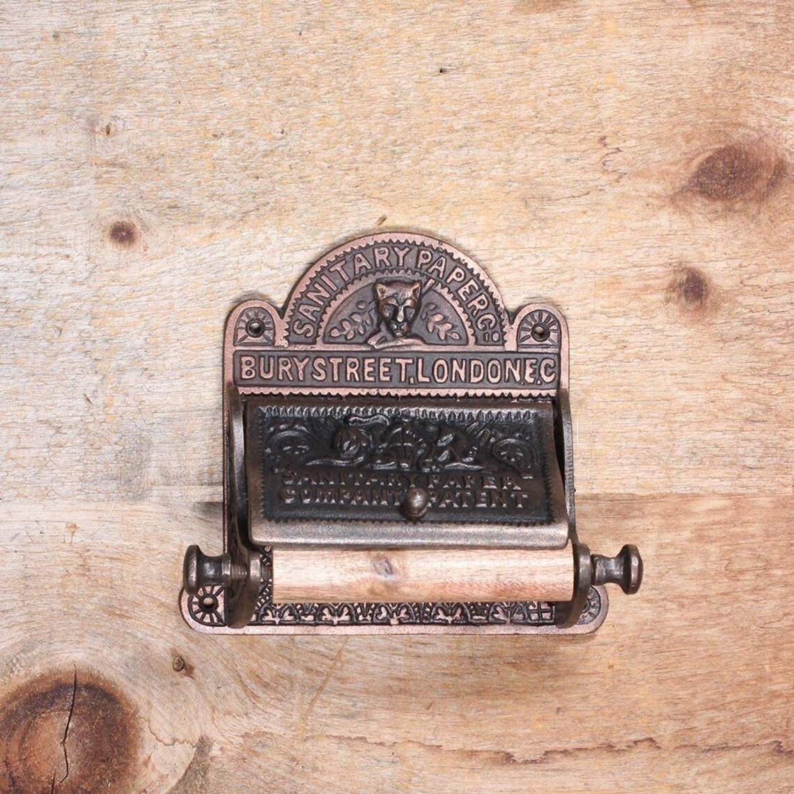 The Bury Street London Toilet Paper Holder With Lid, Old Cooper Finish ...