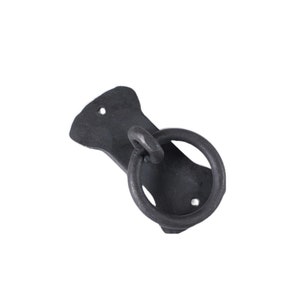 Vertical Wrought Iron Ring Pull With Backplate, Forged Iron Ring ...