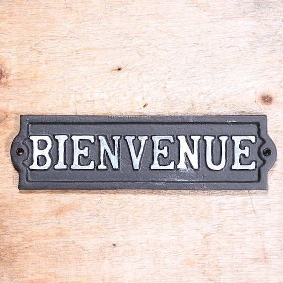 Bienvenue Cast Iron Sign Plate - Etsy