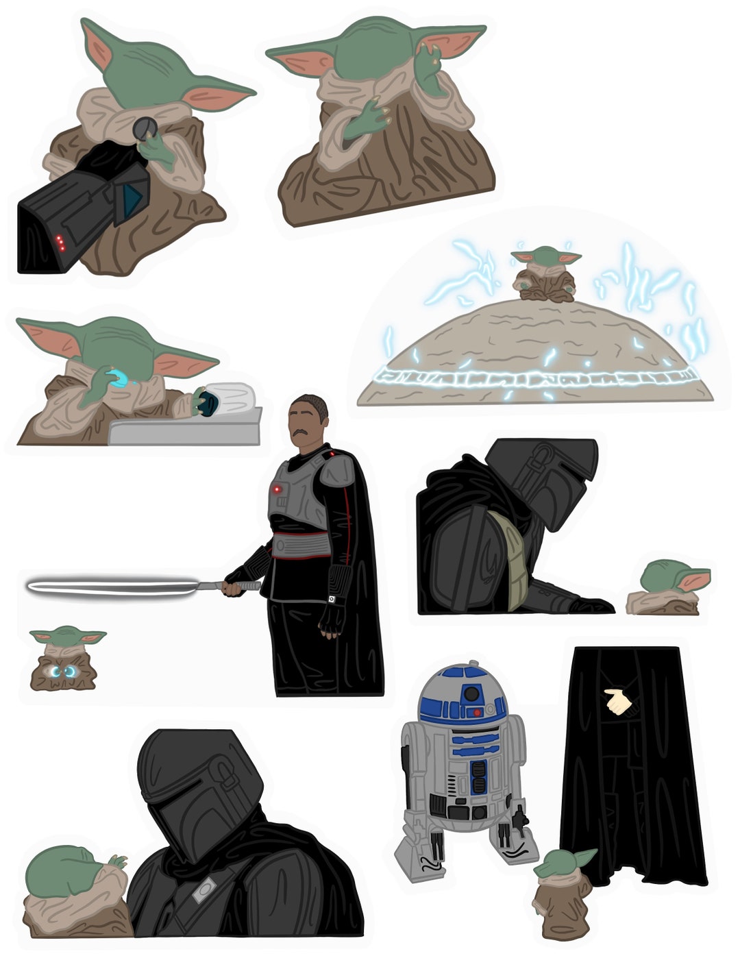 Grogu Sticker Pack - Etsy