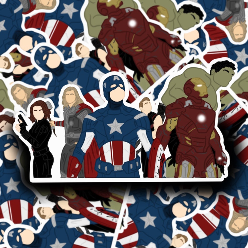 The Original 6 Avengers Sticker Pack | Etsy