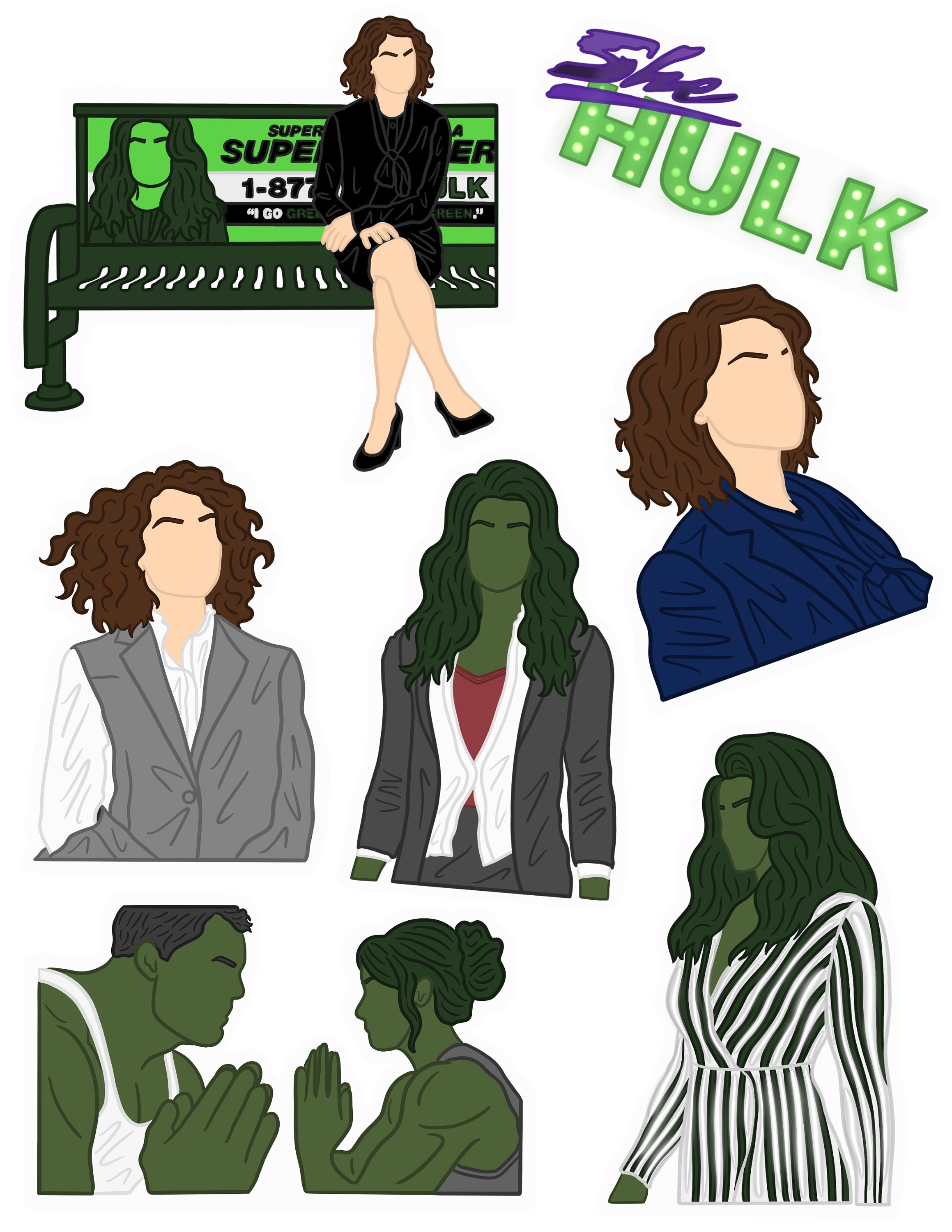 She Hulk Inspired Sticker Pack - Etsy