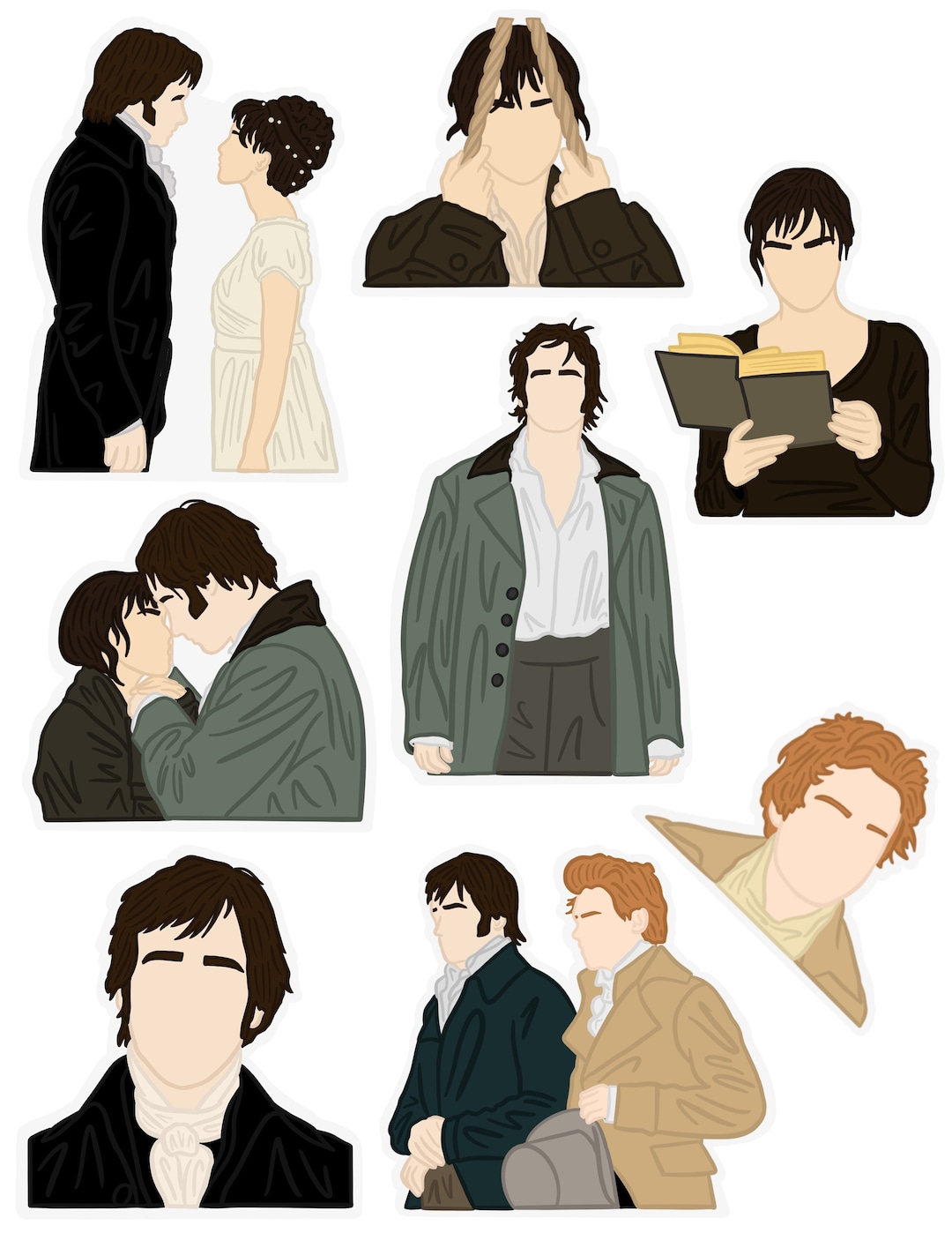 Pride and Prejudice Sticker Pack - Etsy